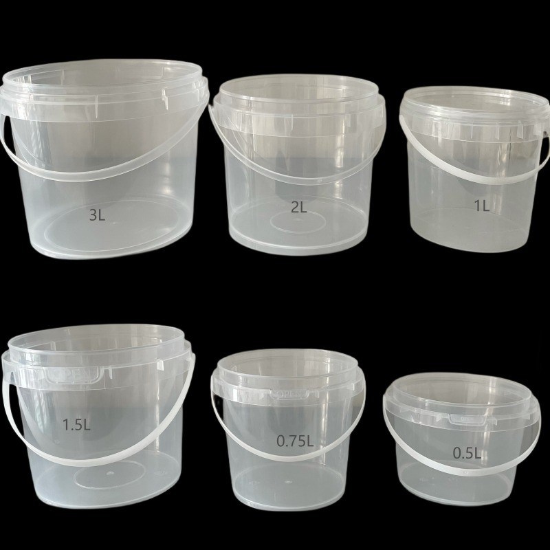 Clear Donuts Bucket with Lid and Handle BPA Free Reusable Plastic Pail ...