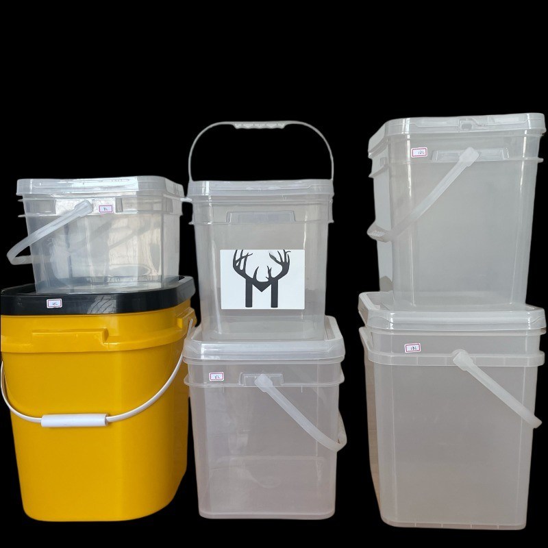 Flat Bucket Lid Transparent Square Pail 7 Gallon Plastic Pail ...