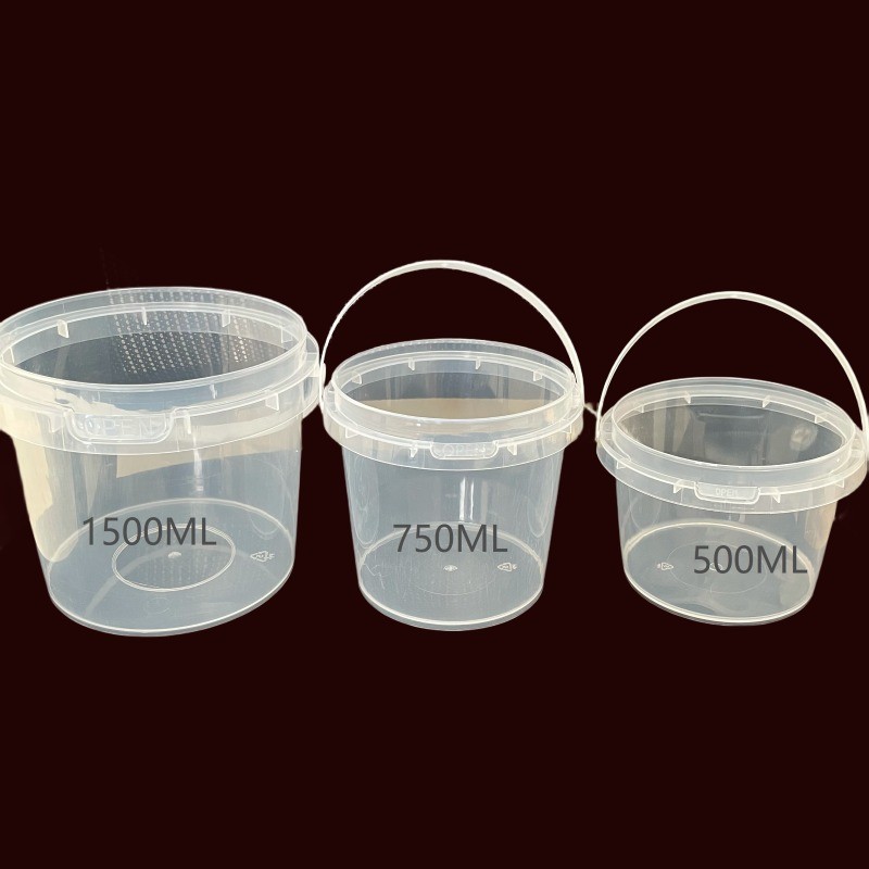 Polypropylene Buckets 2 Liter Transparent Plastic Pail with Buckets Lid ...