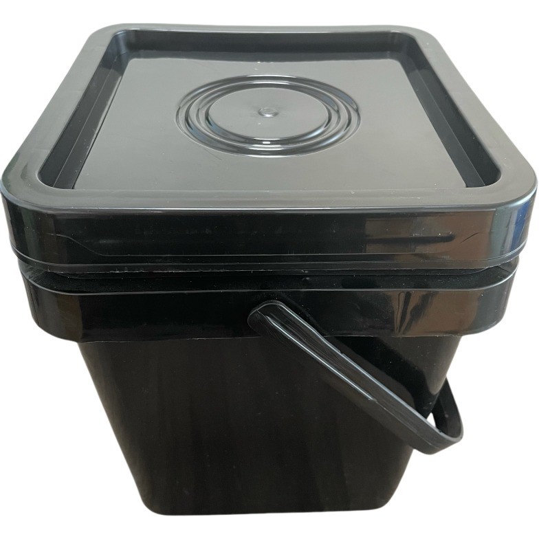 5L Black Plastic Bucket for Drink or Customize Printed Square Container