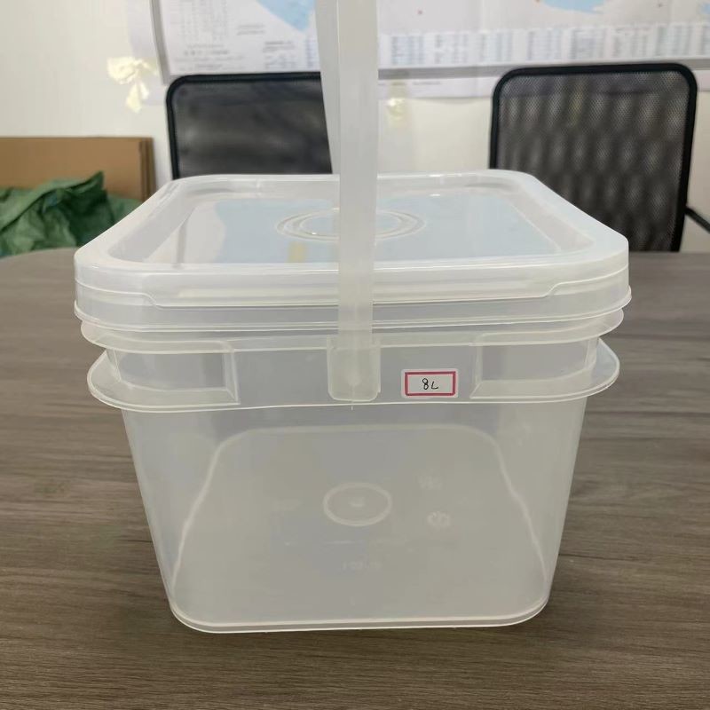 Clear Square Pail 8L Customize Printed Plastic Bucket with Cover
