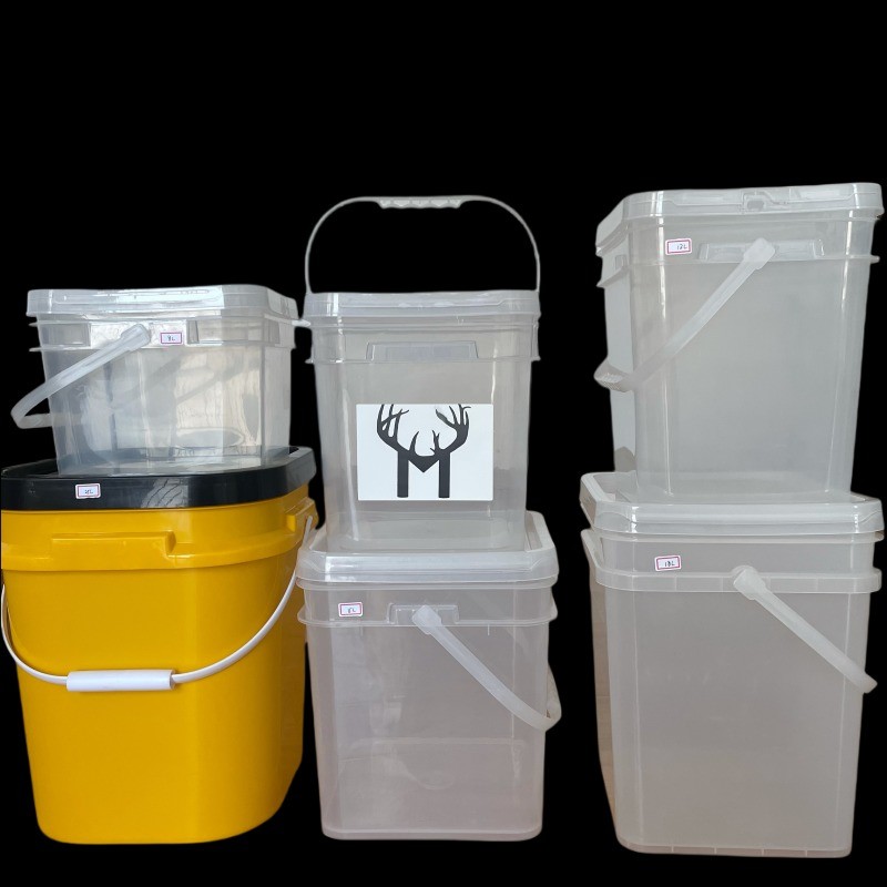 Flat Bucket Lid Transparent Square Pail 7 Gallon Plastic Pail ...