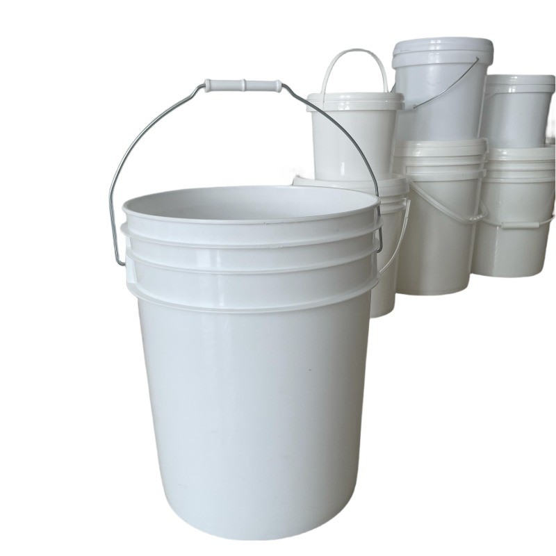 20 Liter White Plastic Bucket With Tear Strip Lid and Handle for Drink ...